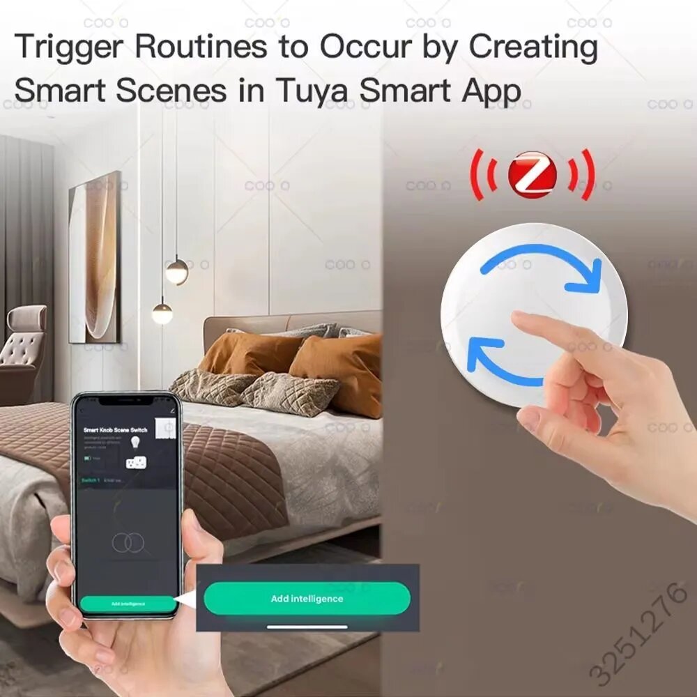 Умный выключатель Smart Knob Scene Switch Zigbee, дистанционное управление, диммер, белый — фото 1