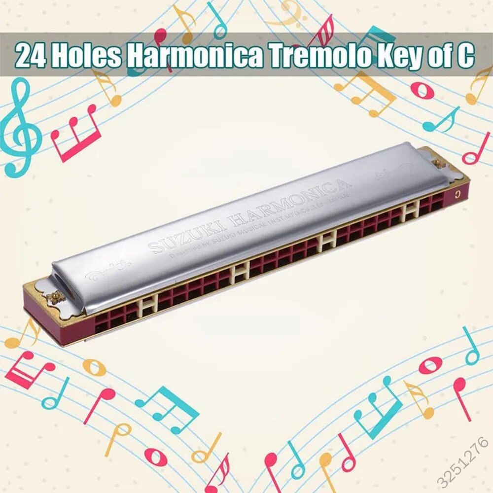 Гармоника Suzuki Study-24 24 отверстия Tremolo Harmonica C Key Музыкальный инструмент — фото 1