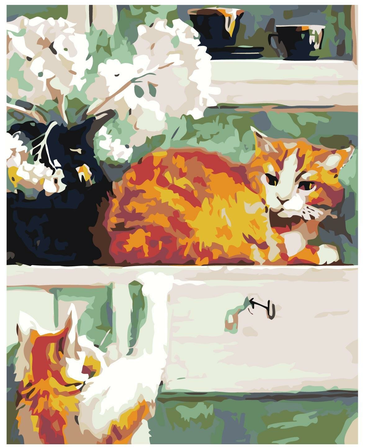 Картина по номерам, 40 x 50, A82, два рыжих кота