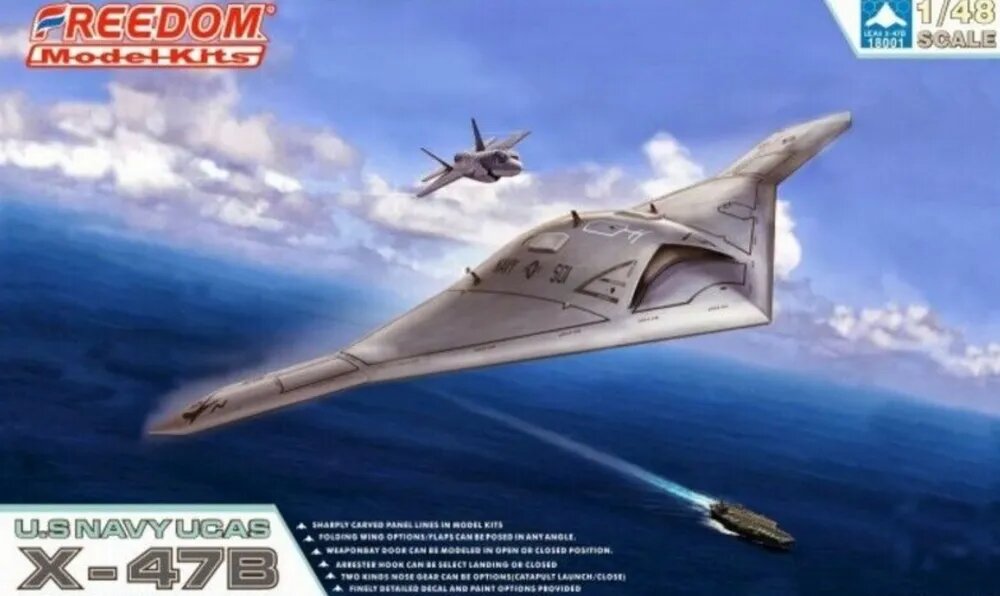 Сборная модель самолета Freedom Model Kits U.S Navy UCAS X-47B 1/48 — фото 1