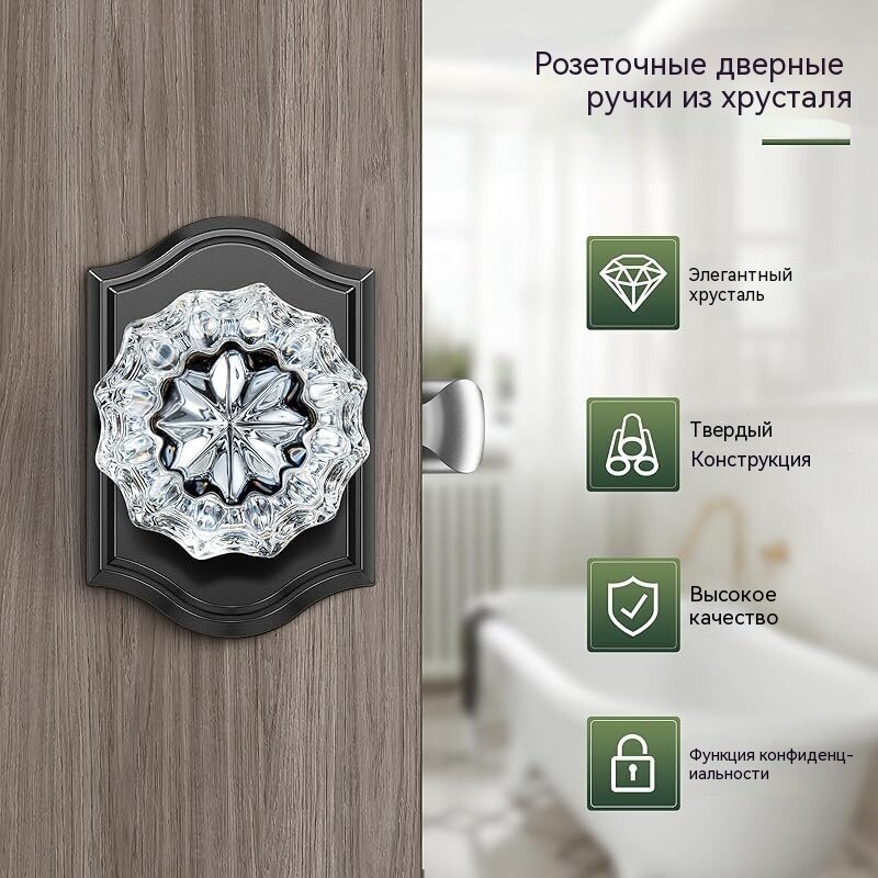 Кристальные дверные ручки с замком