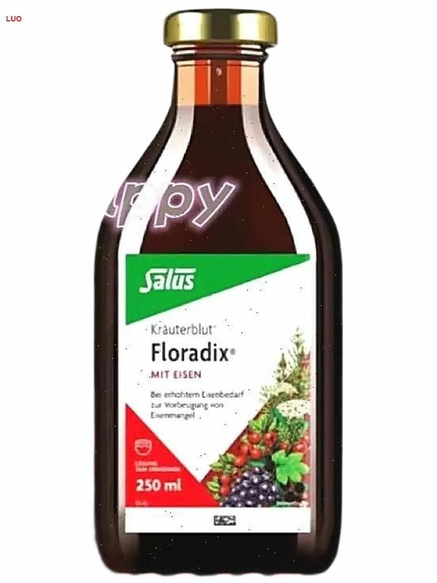 Salus Floradix Железный эликсир, Жидкое железо содержит Витамин С, Защита от усталости, 250 мл,