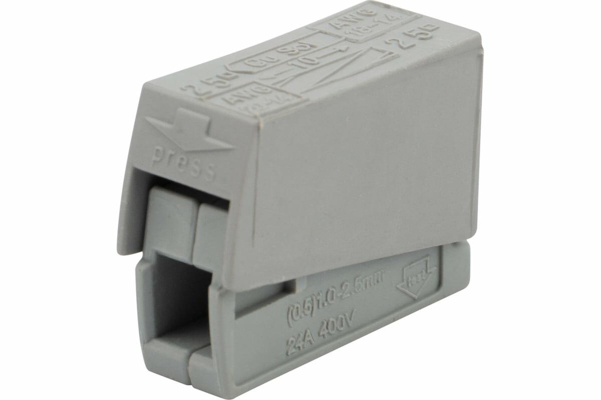 Набор Строительно-монтажная клемма СМК 224 для светильника на 1 проводник (1,0-2,5)/(0,5-2,5) мм², серая ( {07-2401} (3шт)