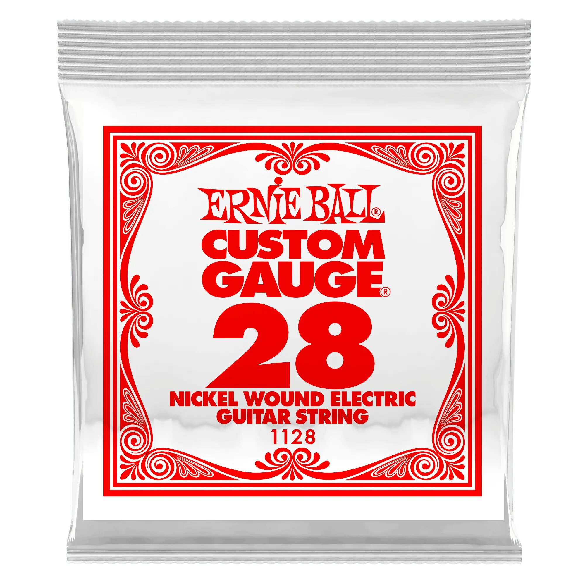Струна для электрогитары Ernie Ball P01128 Custom gauge, сталь никелированная, калибр 28
