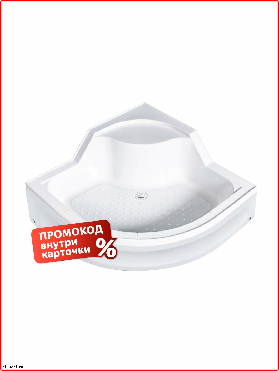 Душевой поддон WEMOR Dora 90x90 высокий, акрил, четверть круга, белый