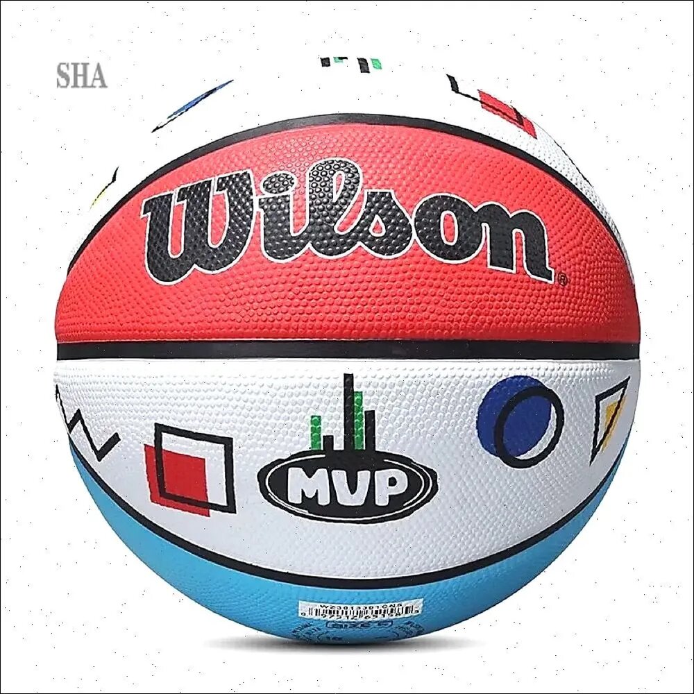 Мяч баскетбольный Wilson MVP GEOMETRY BSKT №6 для улицы, резиновый, бело-сине-красный
