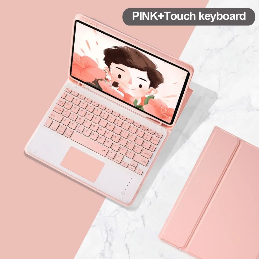Чехол-клавиатура для Huawei Honor MagicPad 2 12.3' 2024 (ROD2 - W00 / L09), Клавиатура с сенсорной панелью, Русские и Английские буквы, Розовый