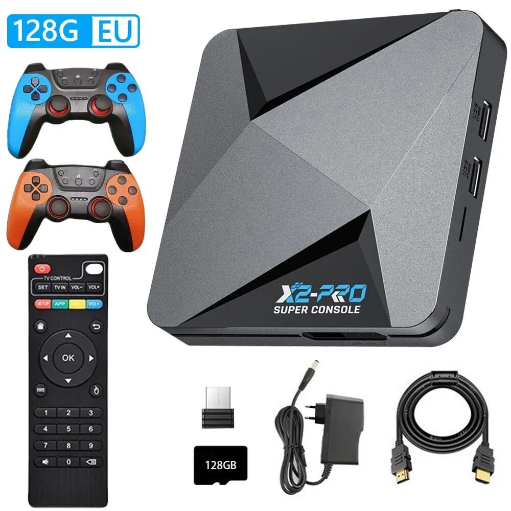 Эмулятор ретро-видеоигр, двухцветный контроллер X2-PRO SUPER CONSOLE 128GB