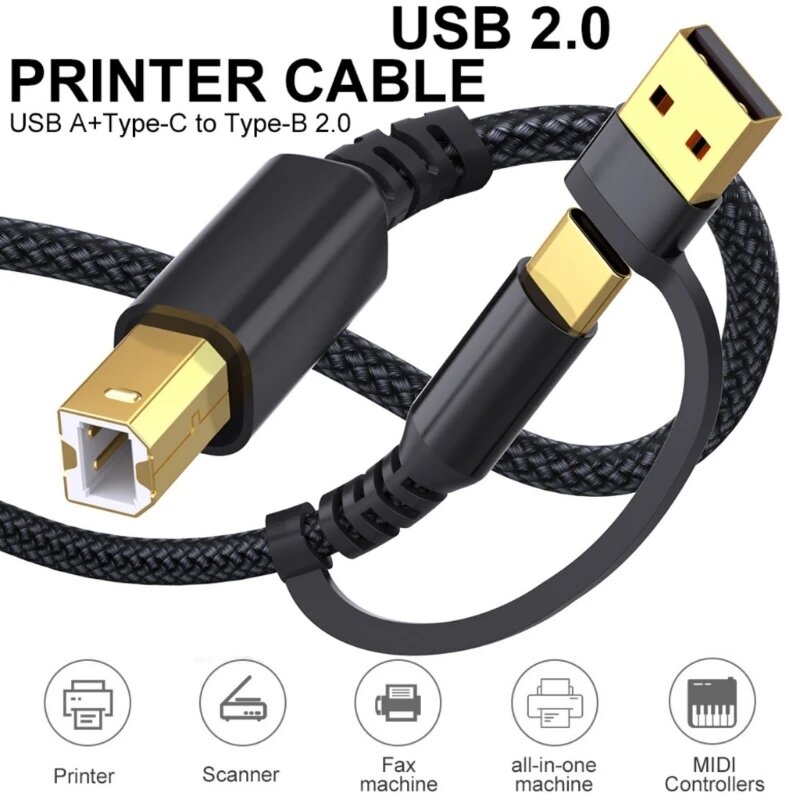 USB Type-C - USB Type B 2.0, 2 м, черный — фото 1