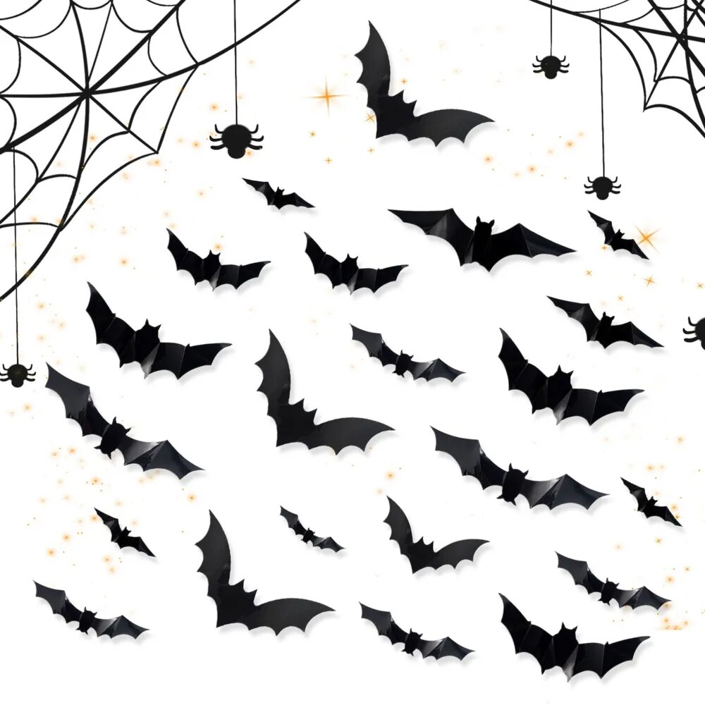 Светодиодная ночная лампа в виде летучей мыши для Хэллоуина, 24 шт, со светодиодной подсветкой и клейкой основой