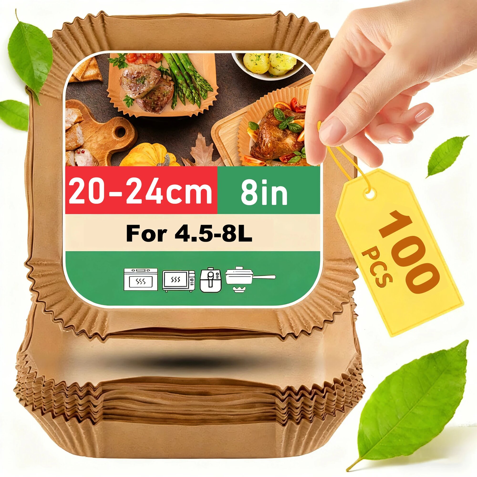 Бумажные формы для выпечки 20см, 100 шт, цвет 20cm100pcs xin