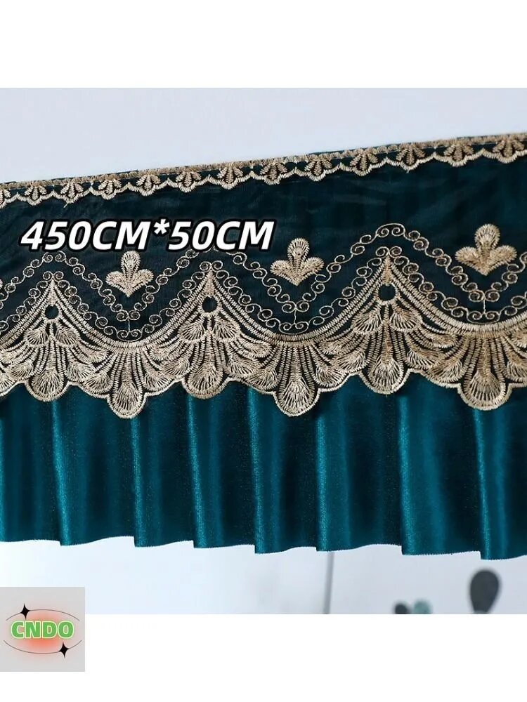 Ламбрекен для штор самоклеящийся, без сверления, короткий, тканевый с кружевом, в европейском стиле