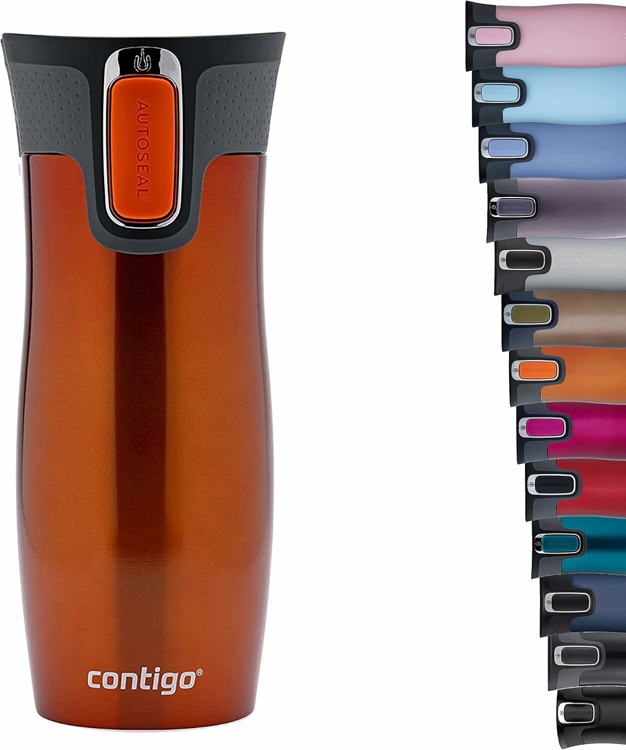 Contigo Термокружка 0.47 л, холод 12 ч, тепло 5 ч, вакуумная, непроливайка, оранжевый