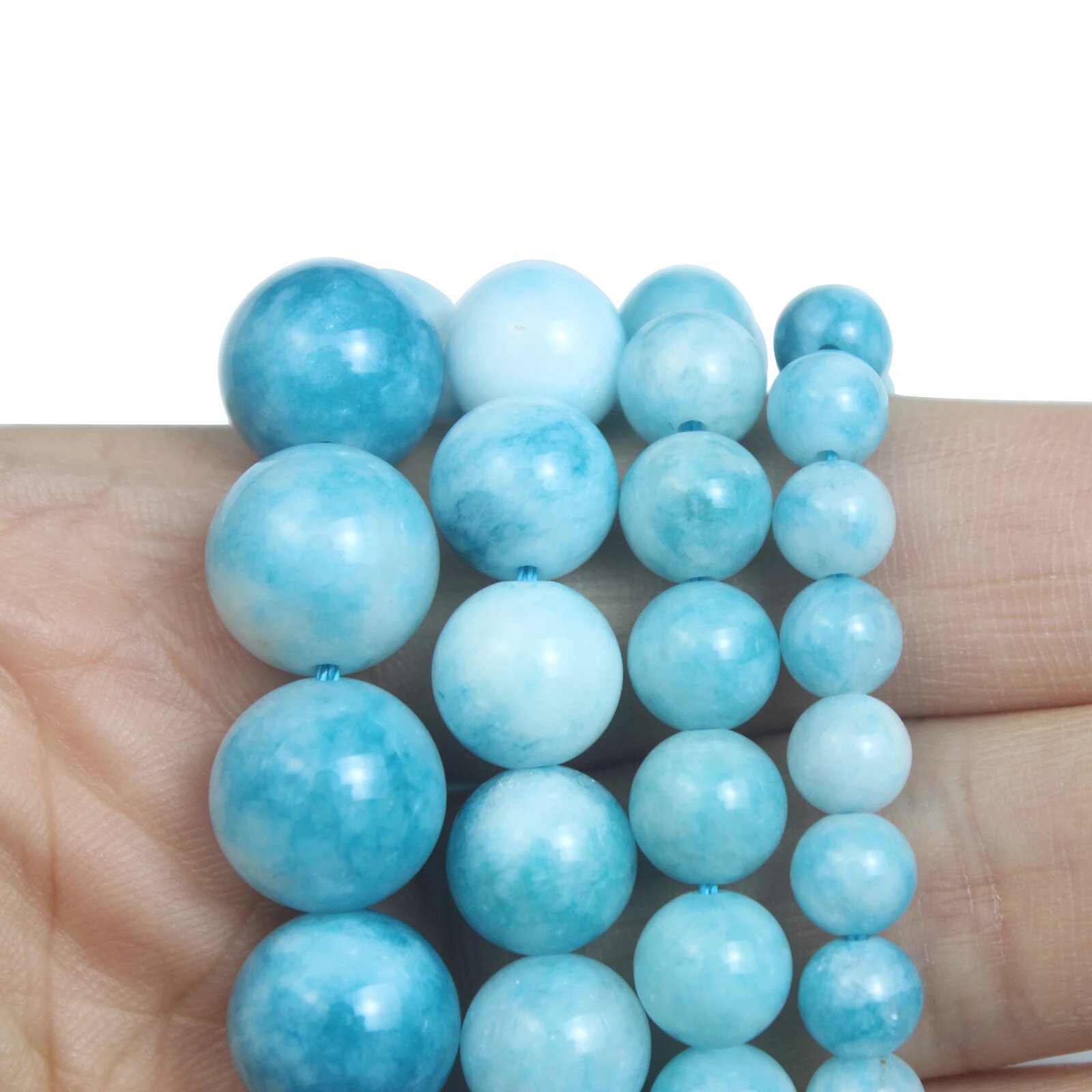 Бусины Ларимар Super search синие круглые 6mm 58pcs beads