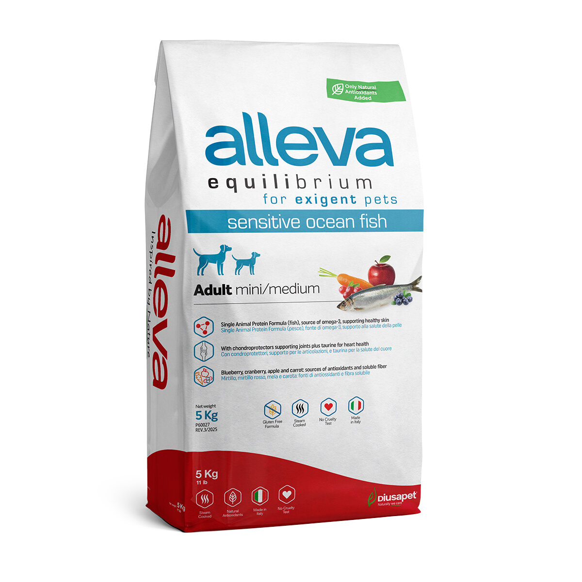 ALLEVA EQUILIBRIUM DOG MINI/MEDIUM SENSITIVE OCEAN FISH для взрослых собак мал и сред пород с чув пищ океан рыба 5 кг