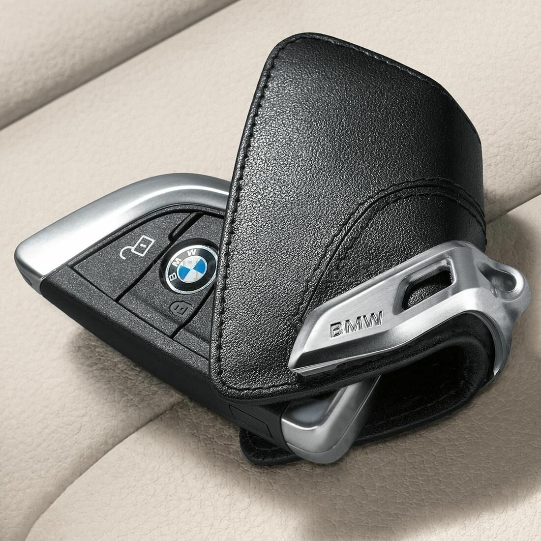 Чехол для ключа BMW 82292344033, натуральная кожа, цвет чёрный