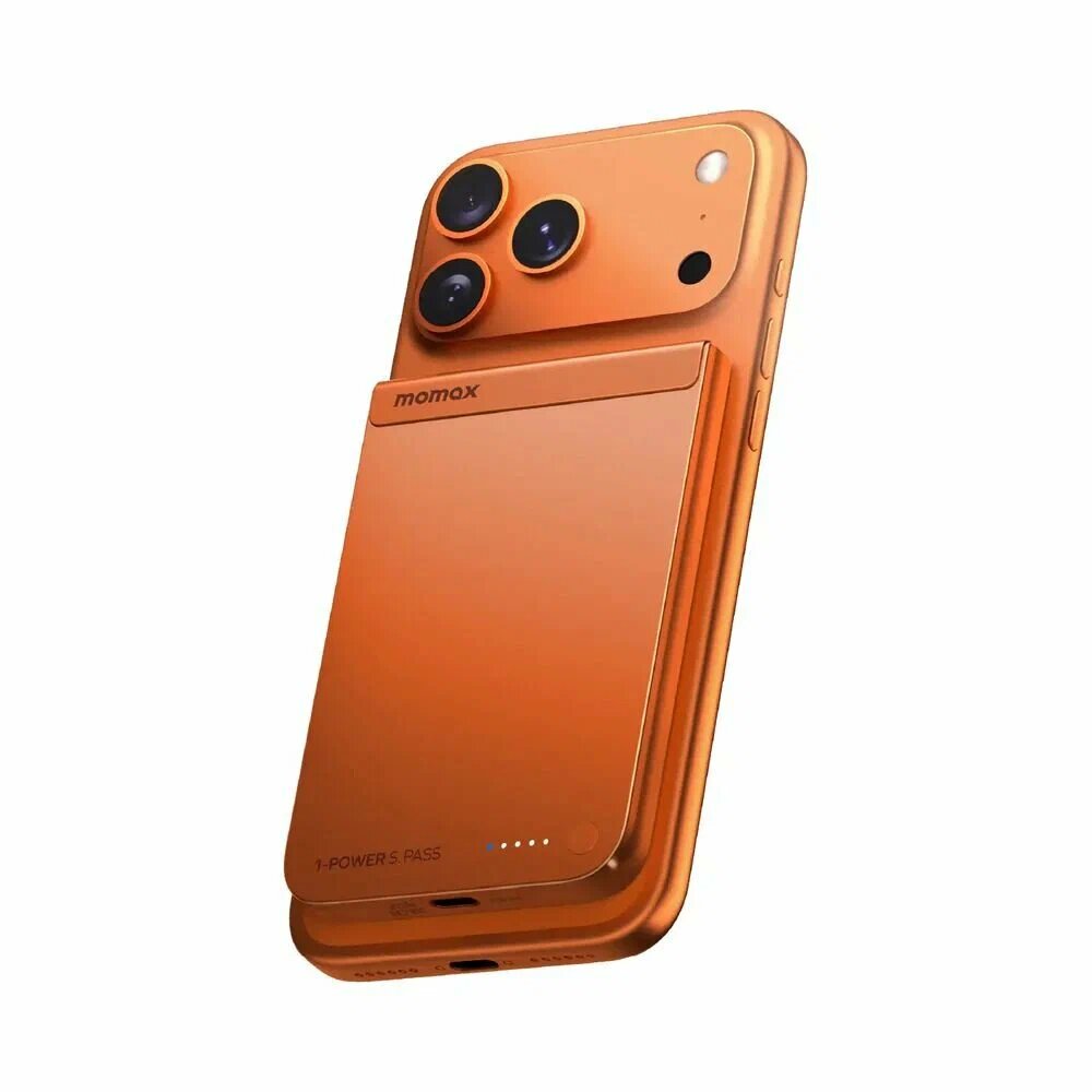 Повербанк Momax 1-Power S.Pass 5000mAh Qi2 Magnetic Wireless Battery Pack - Orange