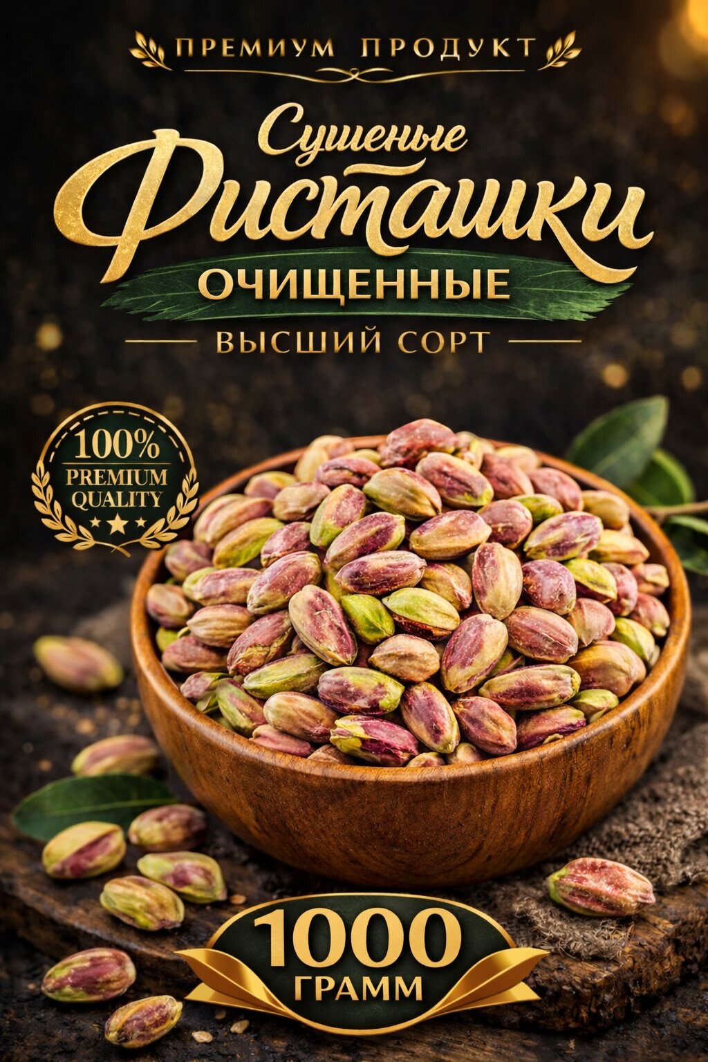 Фисташки сушеные очищенные не соленые в/с Иран 1000 г