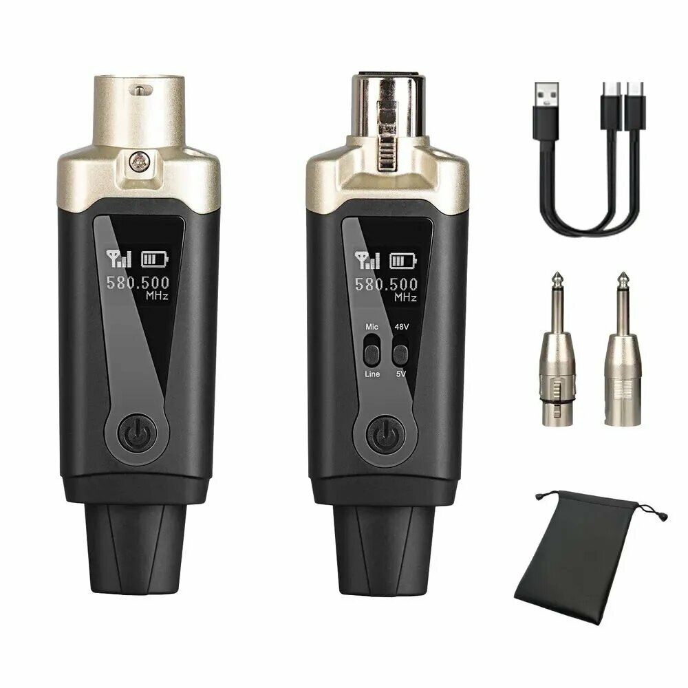 Аксессуар для микрофона студийный Беспроводная микрофонная система UHF, система передачи звука, микрофонный передатчик и приемник, преобразователь XLR, для динамического конденсатора, бежевый