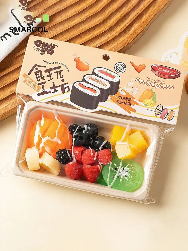 Антистресс-игрушка еда для игр ланчбокс сквиш 6 штук 10x10x3 см 120 г