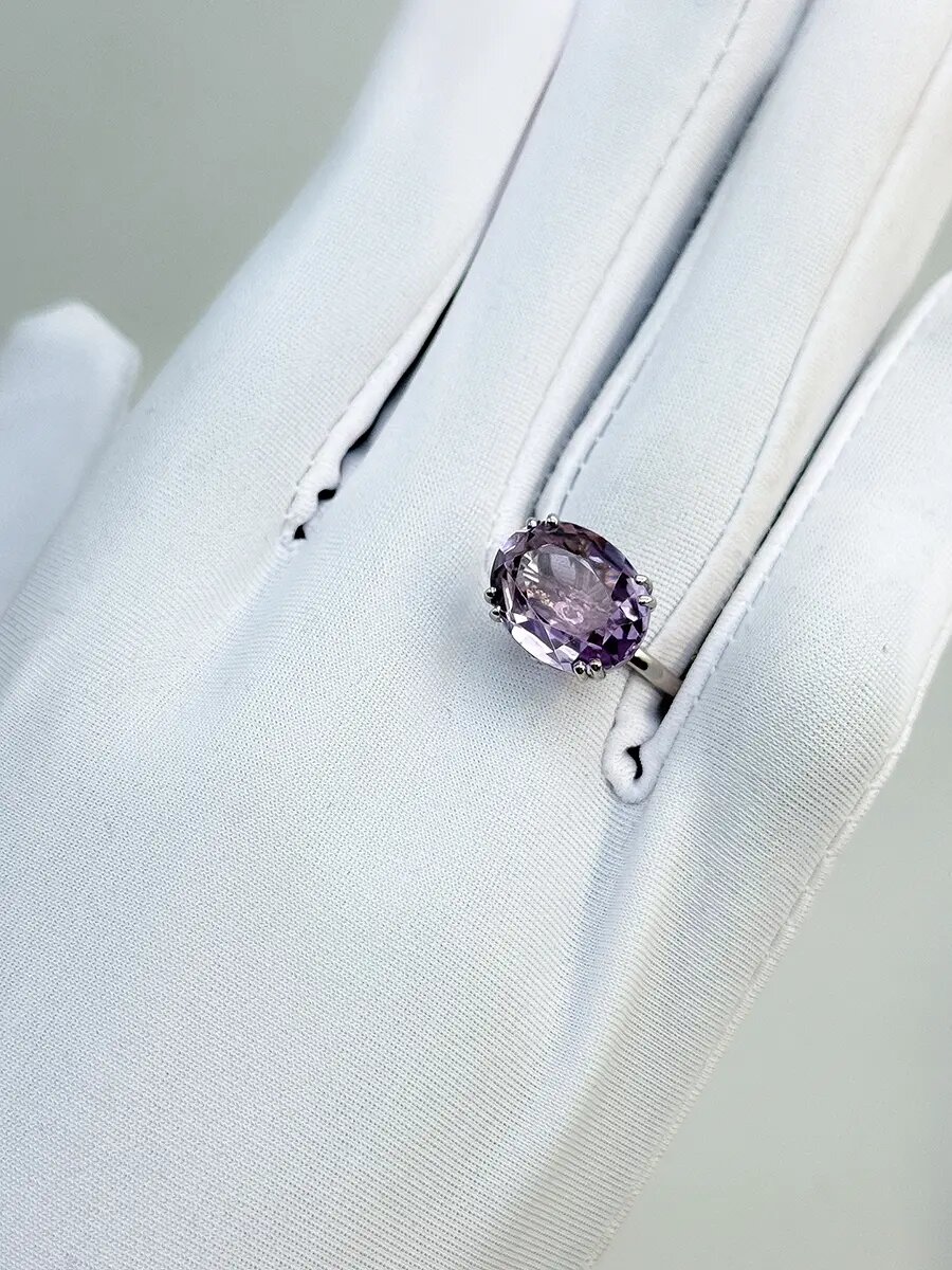 Кольцо, серебро, 925 проба, родирование, аметист