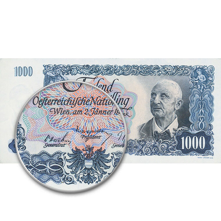 1000 шиллингов 1954 Австрия Bruckner, офсетная печать, качественная копия