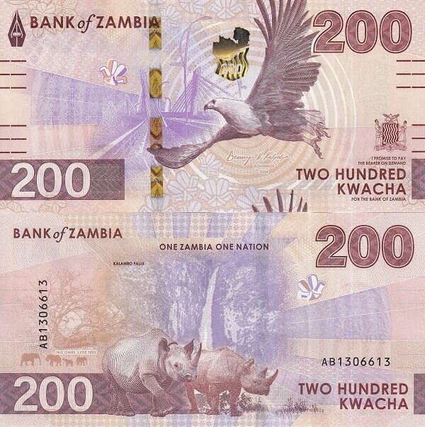 Замбия 200 квача 2024 Рыба-орел UNC