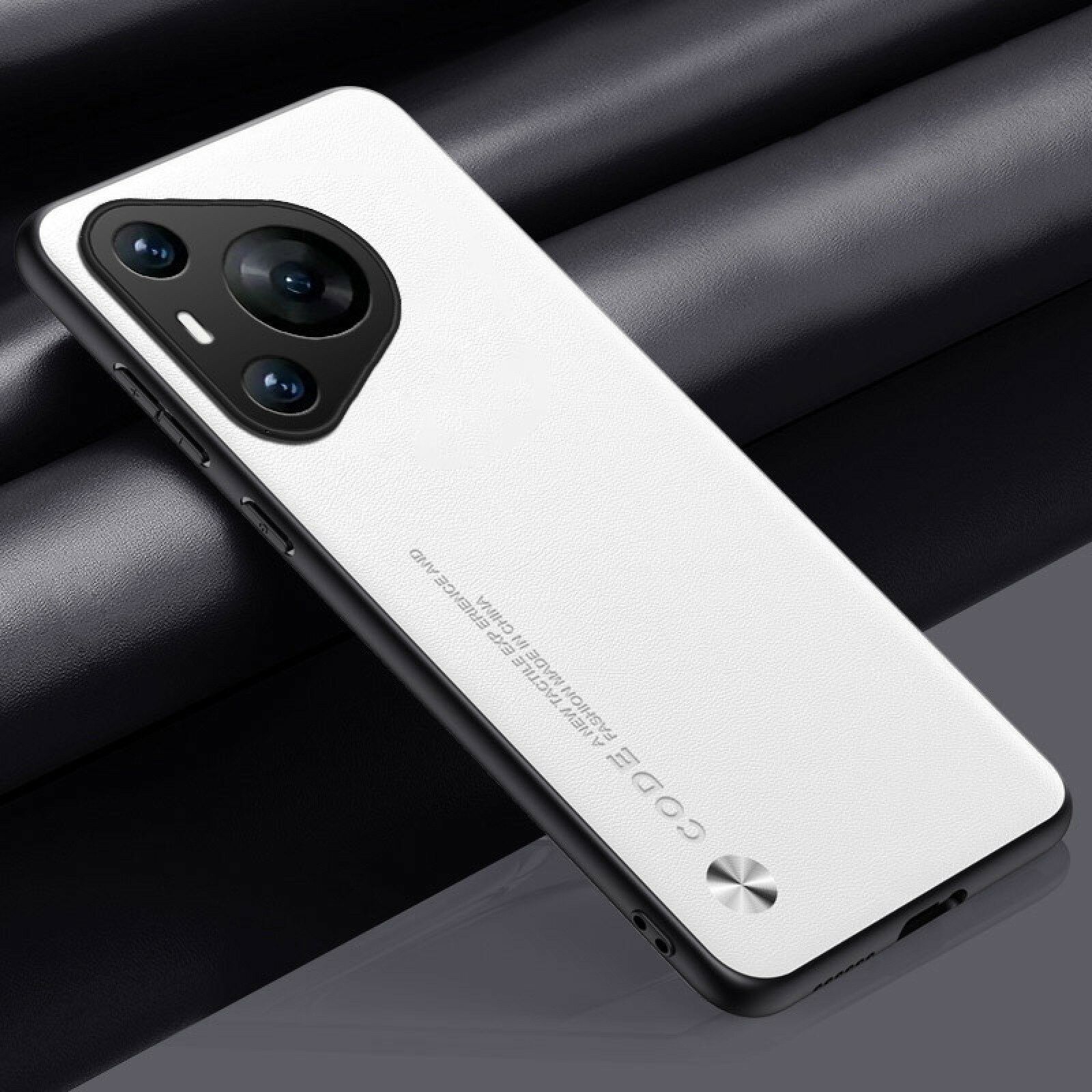 Чехол-накладка MyPads Nobile Paraurti для Huawei Pura 70 из пластика и белой кожи