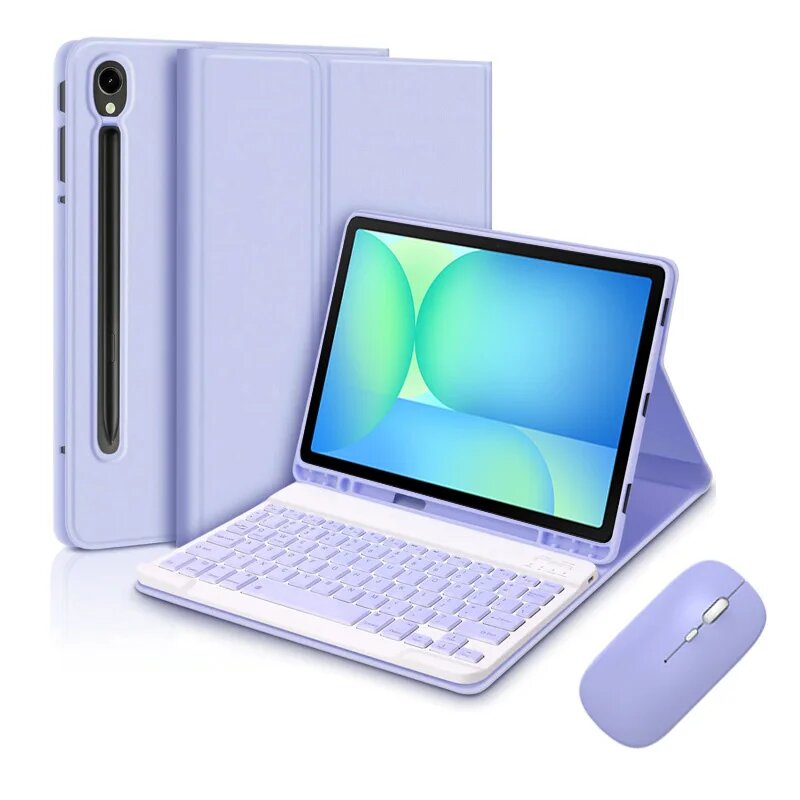 Чехол для Samsung Galaxy Tab S10 FE/S9 FE/S9/S8/S7 с клавиатурой Purple 2, Russian