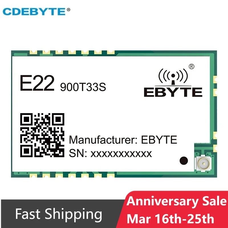 Беспроводной модуль LoRa 868/915 МГц, 2 Вт, CDEBYTE E22-900T33S, релейная сеть, 16 км, модуль LBT RSSI SMD на большие расстояния