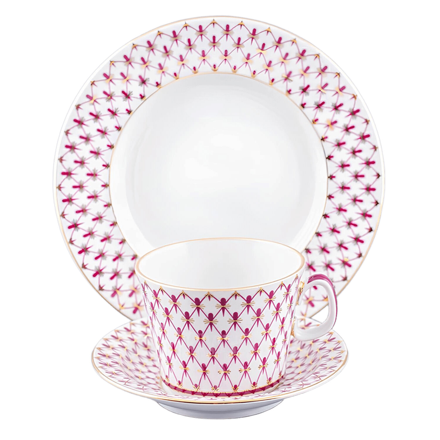 Набор чайный ИФЗ Молодёжная, Сетка-блюз, 210мл, 3 предмета, фарфор 81.24870.00.1