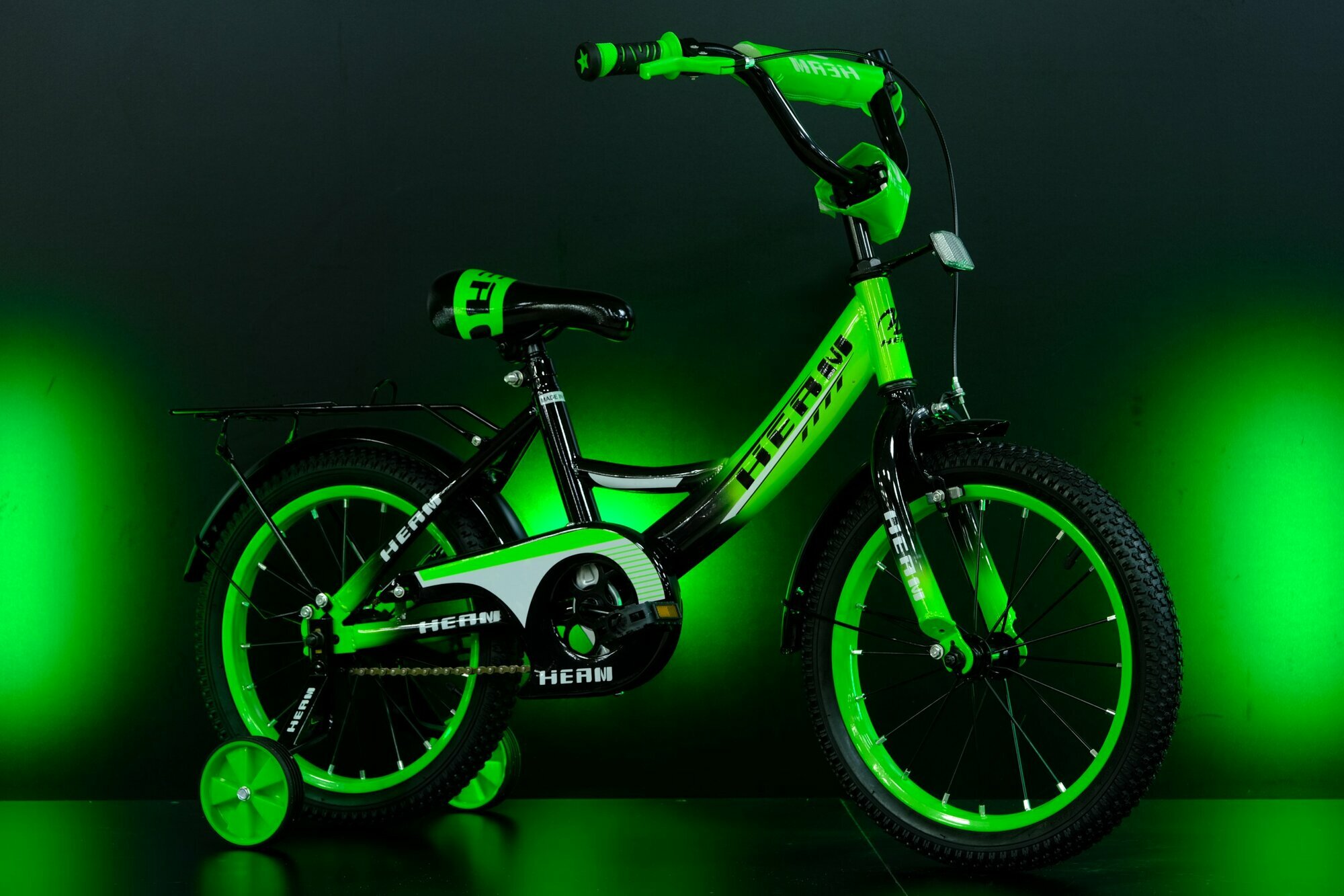 Детский велосипед Heam Classic Черно-зеленый, 14 дюймов, 98–110 см, до 70кг, односкоростной
