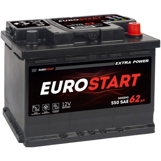 Аккумулятор Eurostart Extra Power, 242x175x175, обратная полярность, 62 Ач