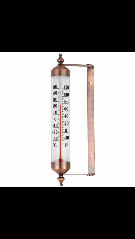 Термометр настенный уличный ZM1081, медный корпус, двойная шкала -30 C до +50 C