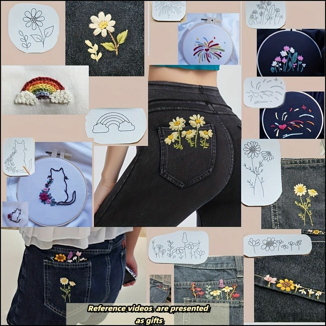 Эксклюзивный DIY комплект для творчества с водорастворимыми наклейками и патчами, включающий QRкод и видеоинструкции для рестайлинга одежды, рубашек и юбок