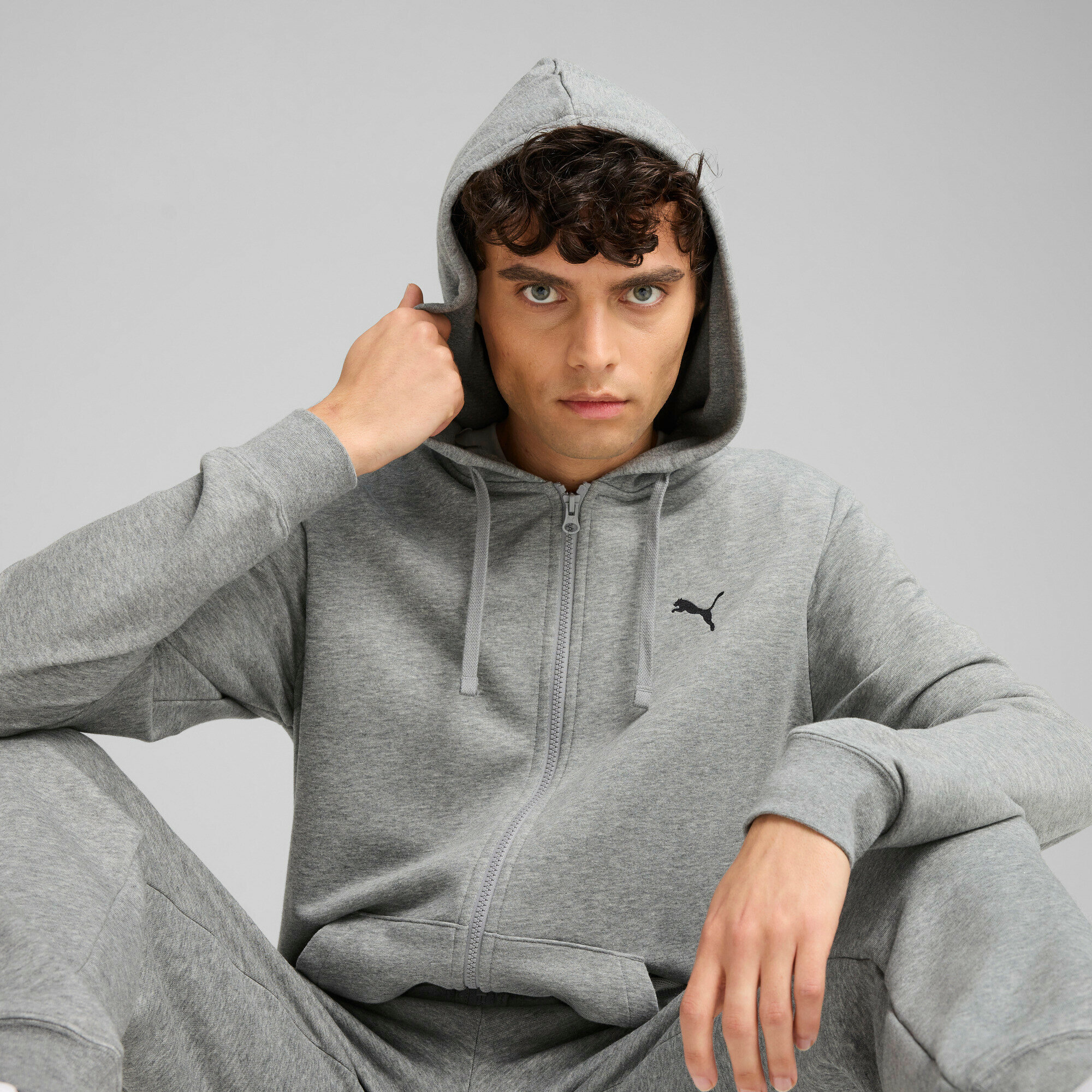 Толстовка PUMA ESS Full-Zip Hoodie, размер L, , серый камень — фото 1