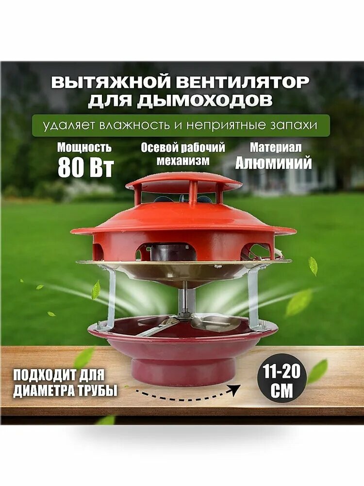 Вытяжной вентилятор для дымохода, диаметр 110-200 мм, 220В