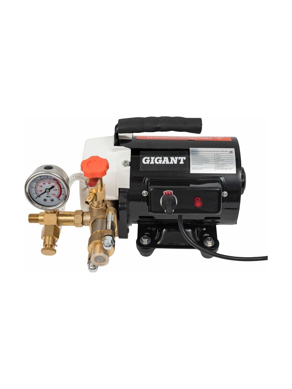 Электрический опрессовочный насос Gigant 60 бар 250 Вт 3 л/мин GPTP-60-3