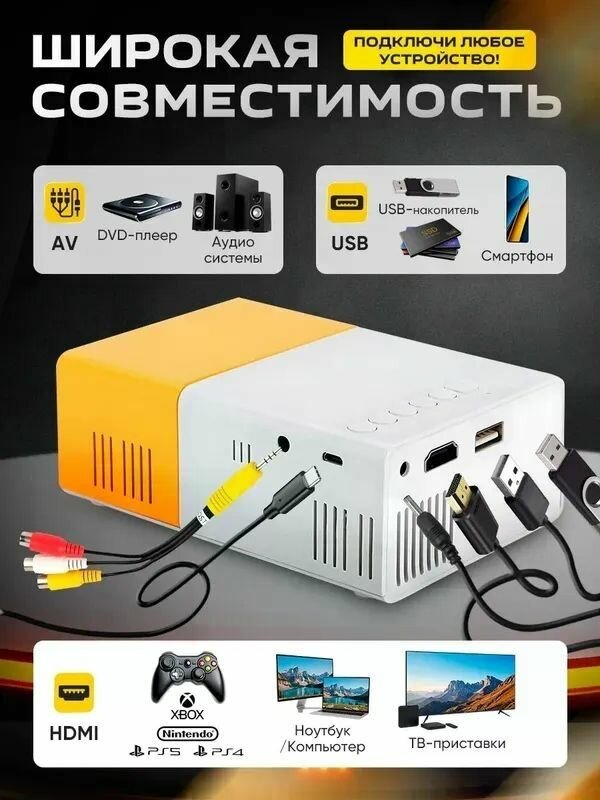 Мини проектор беспроводной портативный