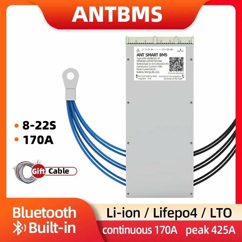 ANT BMS 8-22S Li-ion Lifepo4 LTO аккумулятор 48V 60V 72V 10S 14S 16S 20S 40A 80A 110A 130A 170A 220A Smart BMS 100mA балансор BT