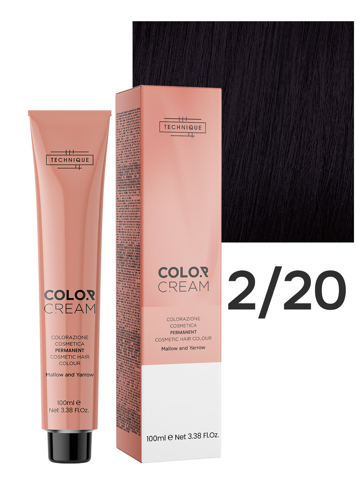 Крем - краска для волос профессиональная Technique Color Cream Permanent Cosmetic Hair Colour 2.20 Темный коричневый Фиолетовый, 100 мл