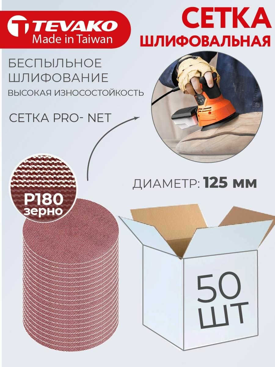 Круг шлифовальный сетчатый 125 мм на липучке Р180 Pro Net