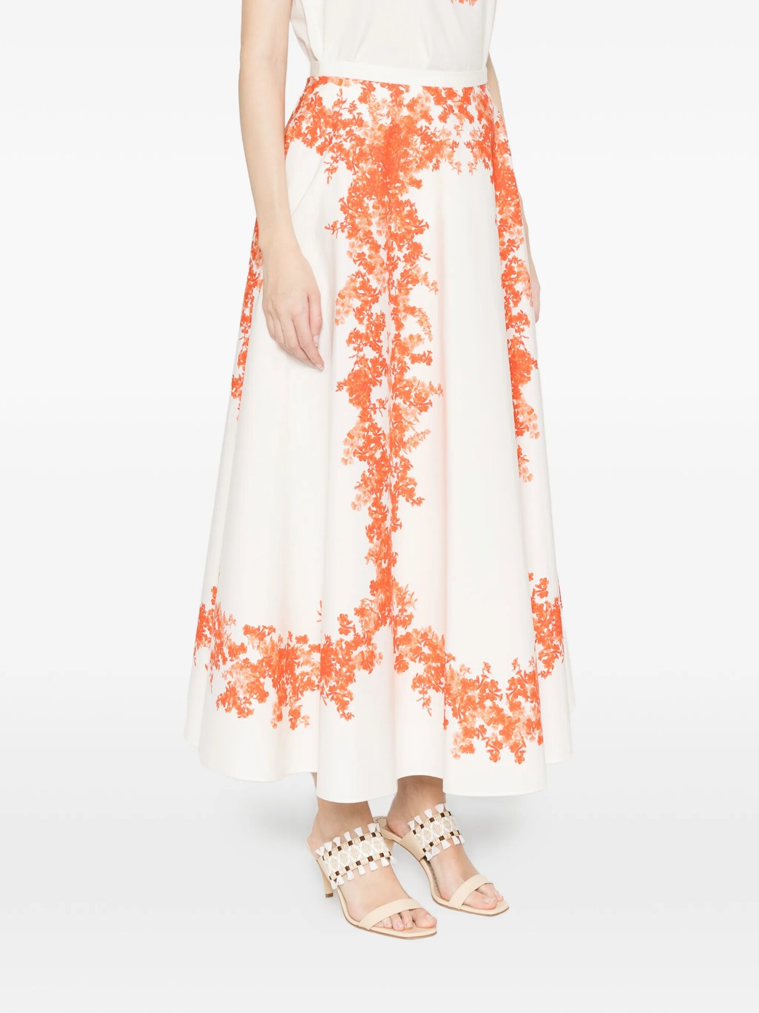 Юбка Giambattista Valli Floral midi skirt, размер 42, бежевый/белый — фото 1