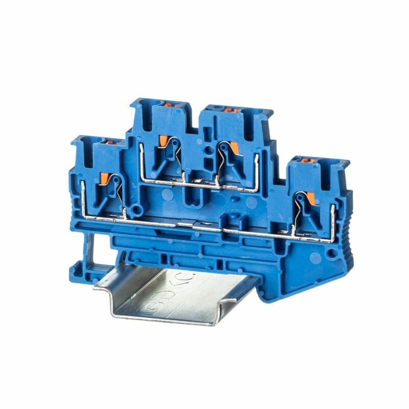 Клемма двухуровневая зажим push-in 4 точки подключения 2.5кв. мм син. DKC VPRTT-2.5-BU