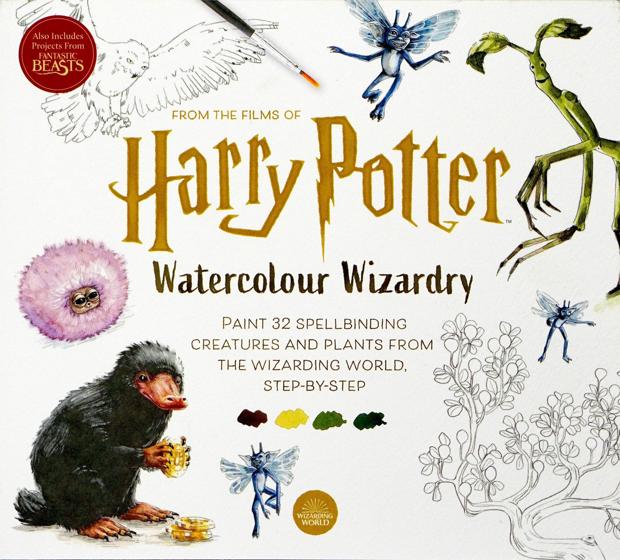 Harry Potter Watercolour Wizardry. Рисуйте персонажей, существ и локации Хогвартса. Акварельная бумага в комплекте