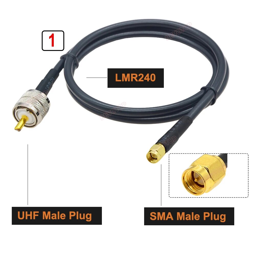 Коаксиальный кабель LMR240 UHF-SMA, 15 см, 2M