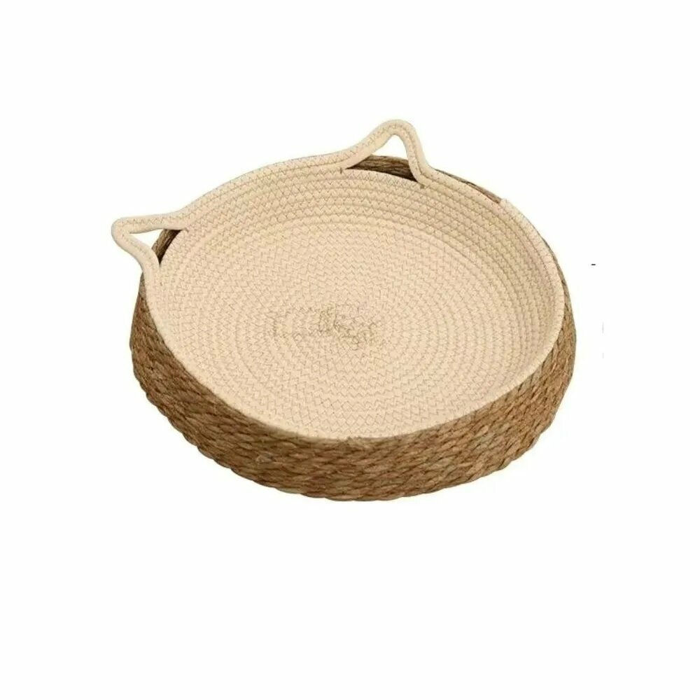 Кошачий домик из джута с ушками, складной, не осыпается, для сна и игры, натуральный