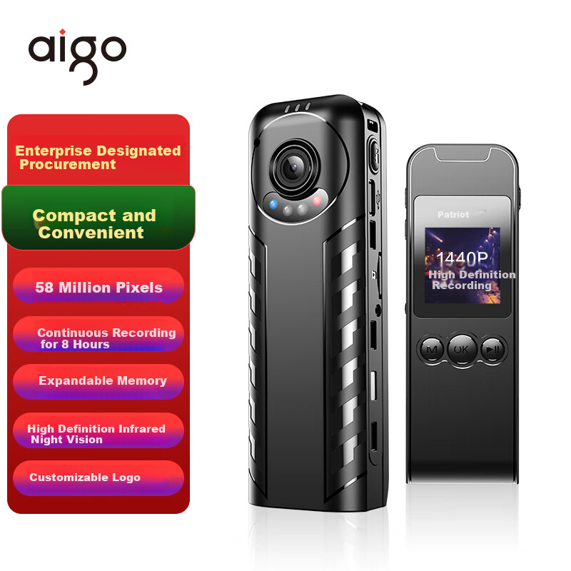 Aigo S10 Dash Cam 1440P HD портативная видеозапись для спорта и велоспорта Функция：Высокоэнергетическая двойная запись