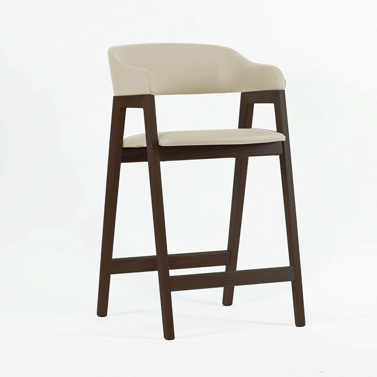 Челси стул барный кремовая экокожа массив бука (темный орех) высота подлокотников 93,5 см для дома/для гостиной/для столовой/для кафе/кухонный стул/стул кухонный