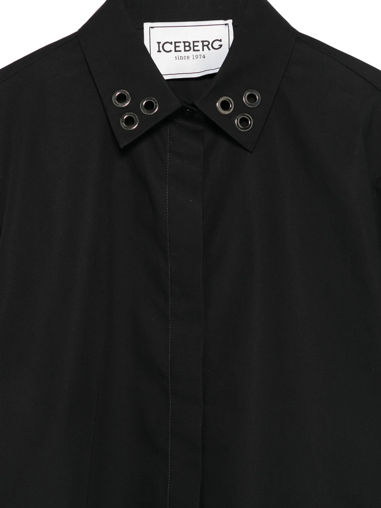 Рубашка Iceberg Eyelet-collar shirt, размер 42, black / black — фото 1